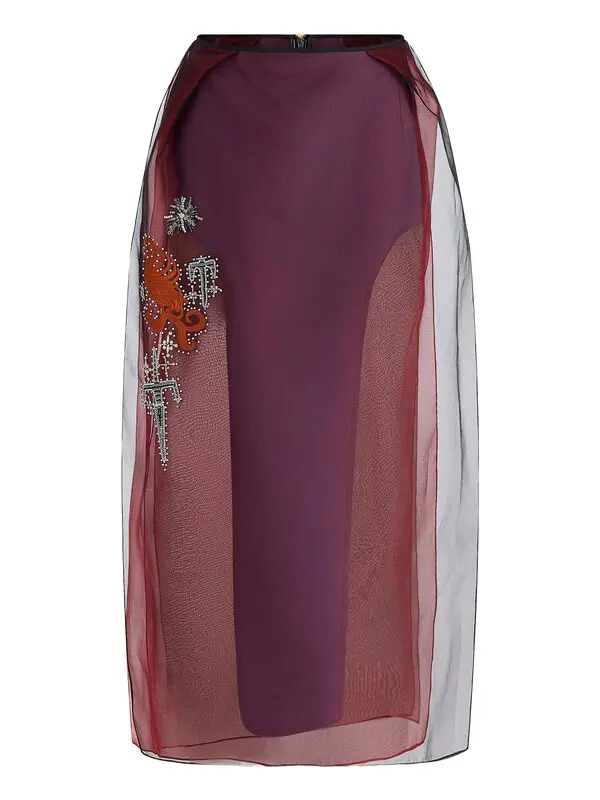 Maticevski Improvisation Beaded Silk-organza Midi Skirt - Multi