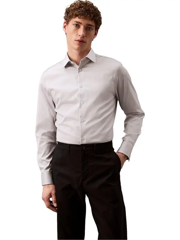 Calvin Klein Refined Slim Stretch Button-down Shirt - Grey