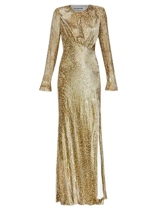 SELF-PORTRAIT Fil Coup Maxi Dress - Gold