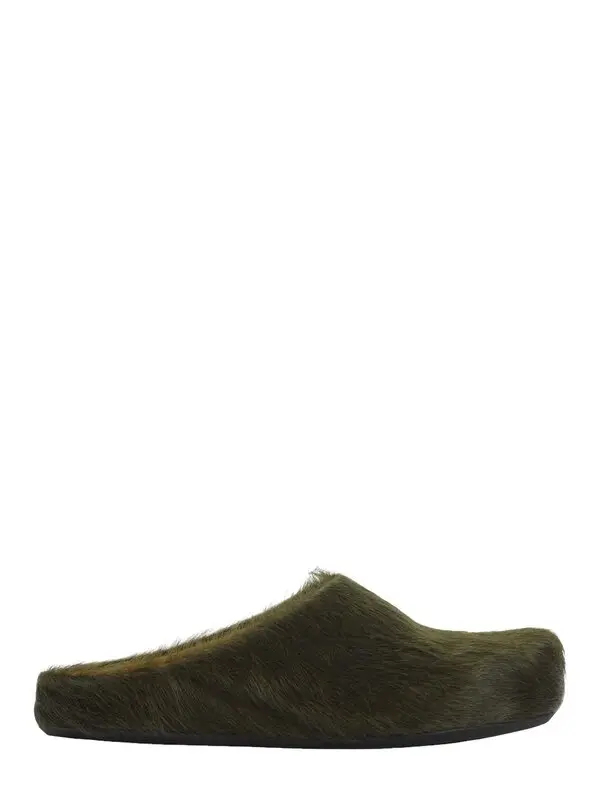 Marni Calf Hair Sabot Mules - Green
