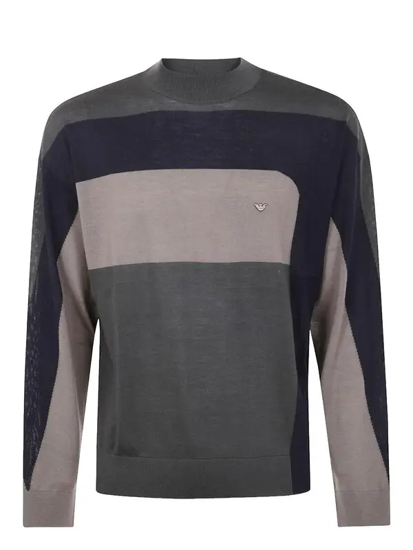 Emporio Armani Round Neck Tricolor Sweater - Black