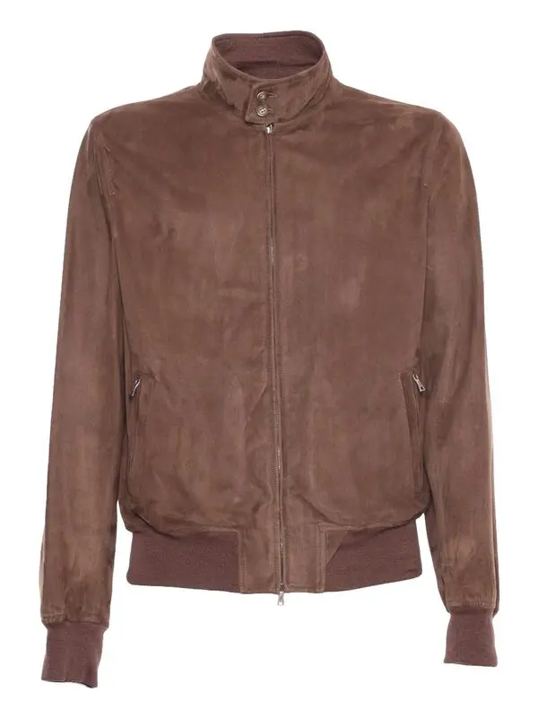 STEWART Suede Boston Leather Jacket - Brown