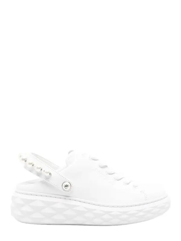 JIMMY CHOO Diamond Maxi Pearl Leather Slippers - White