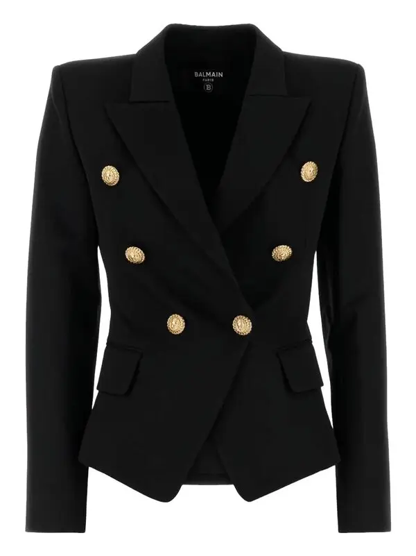 Balmain Six-button Wool Jacket - Black