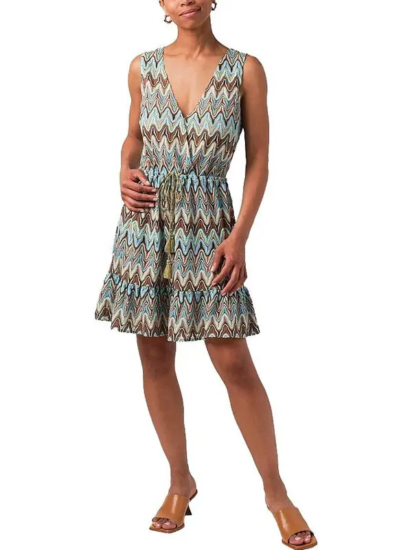 Calypso St. Barth Emelia Dress - Blue Multi Zig-zag