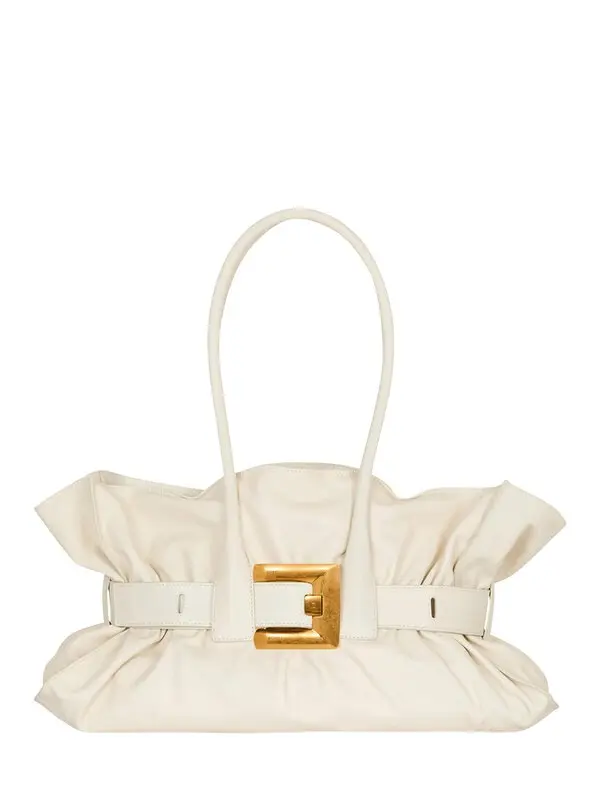 Balmain Large Leather Anthem Shoulder Bag - White