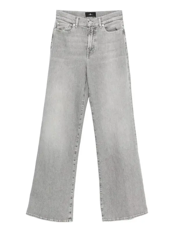 7 For All Mankind Lotta High-waisted Wide-leg Jeans - Grey
