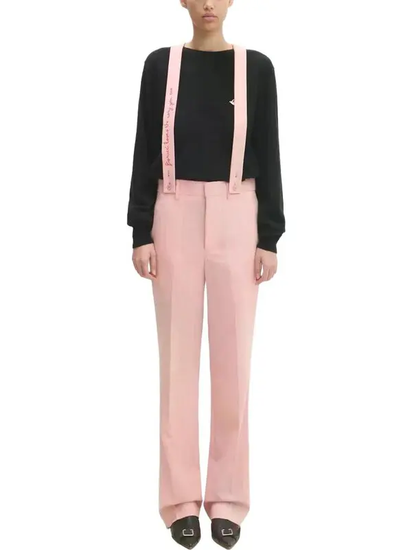 Fiorucci Wool Trousers With Embroidered Straps - Pink