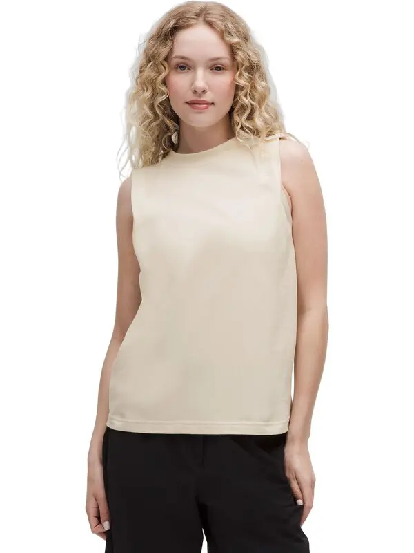 Lululemon Cotton Jersey Stitch-detail Tank Top - Light Ivory/natural Ivory