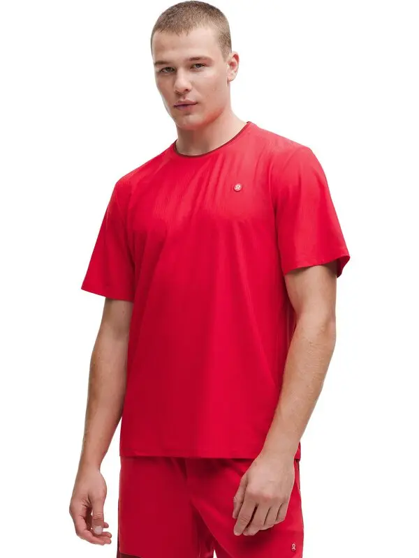Lululemon Uv-protective Striped Mesh T-shirt - Lululemon Red