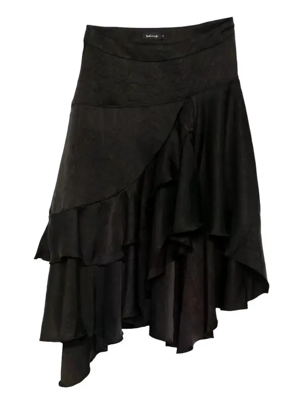 TOUT A COUP Ruffled Asymmetric Skirt - Black