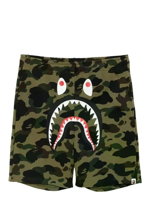A BATHING APE 1st Camo Shark Track Shorts - Green
