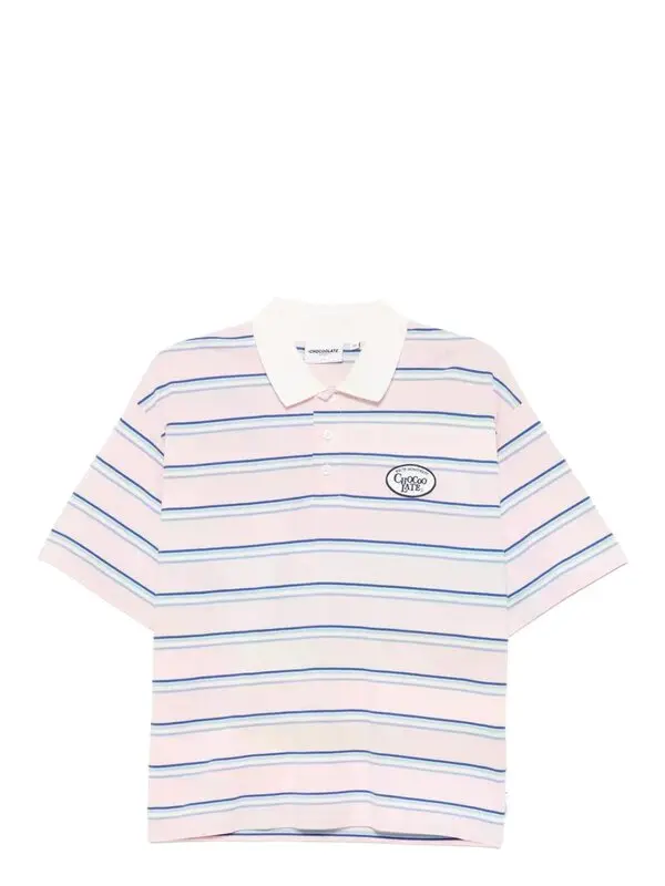 CHOCOOLATE Striped Polo Shirt - Pink