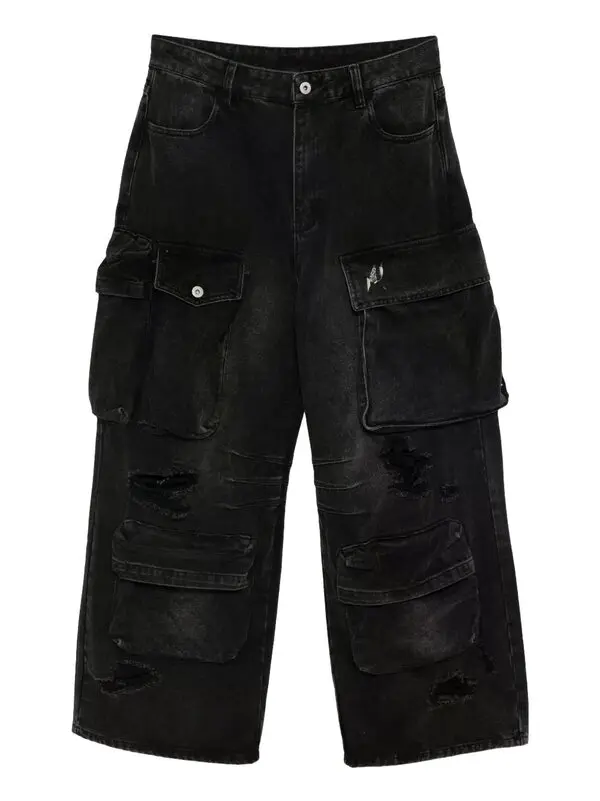 MUSIUM DIV. Cargo Distressed Jeans - Black