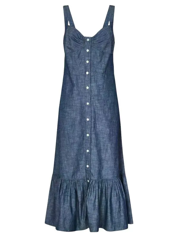 Polo Ralph Lauren Button-front Tiered Dress - Blue