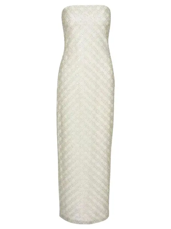 Remain Birger Christensen Sequin Embellished Strapless Gown - White