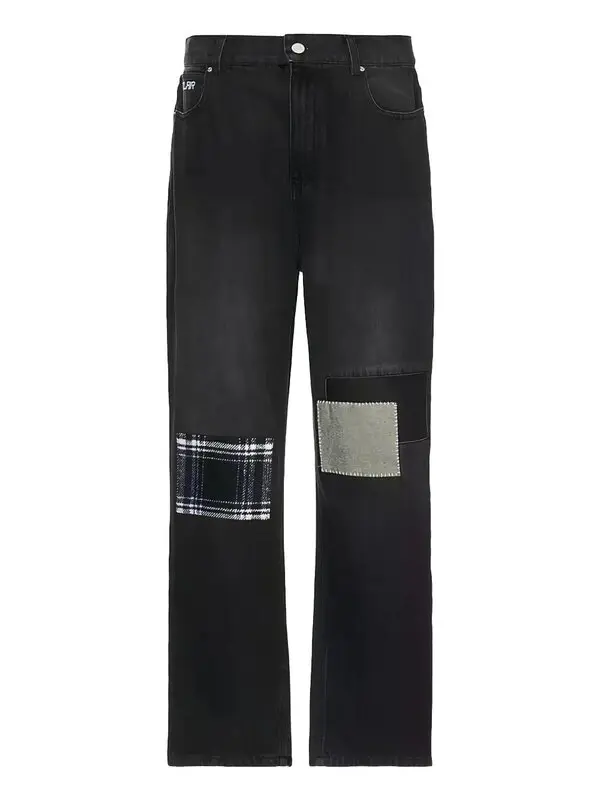 SINCLAIR Paneled Straight Leg Jeans - Black