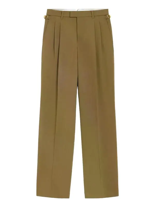 Ami Tab-detail Wide-leg Trousers - Green