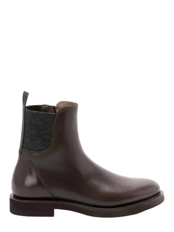Brunello Cucinelli 30mm Monili-chain Leather Ankle Boots - Brown