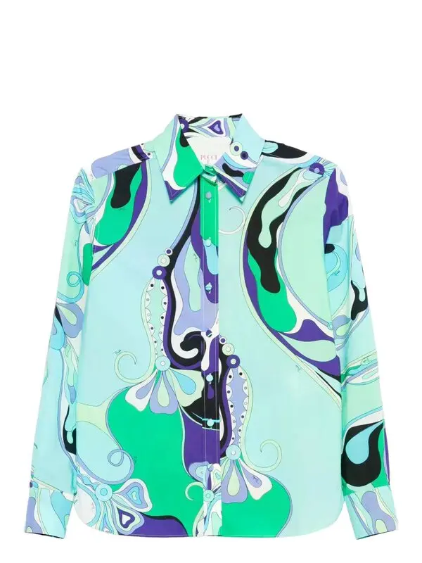 Emilio Pucci Abstract-print Cotton Shirt - Blue