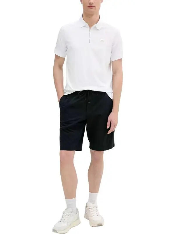 Karl Lagerfeld Zip-neck Logo-patch Polo Shirt - White