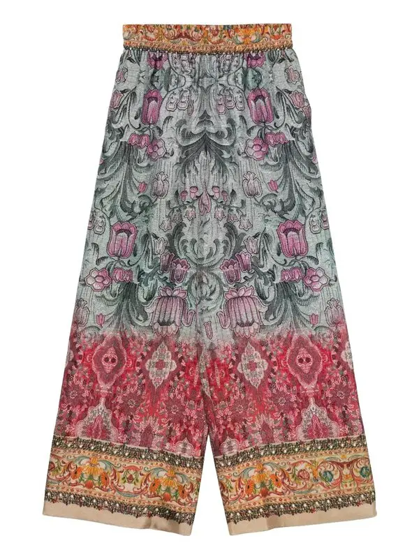 PIERRE-LOUIS MASCIA Floral-print Silk Trousers - Green