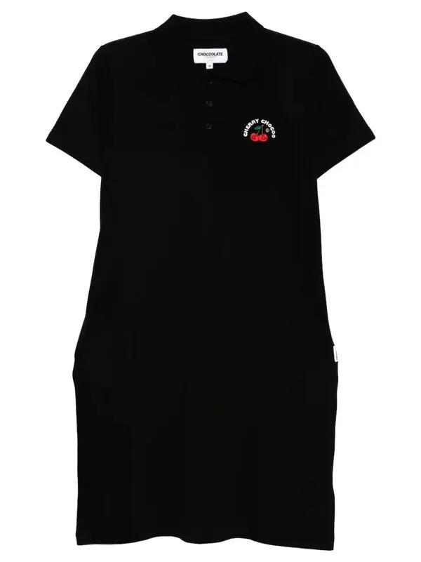 CHOCOOLATE Logo-embroidered Polo Dress - Black