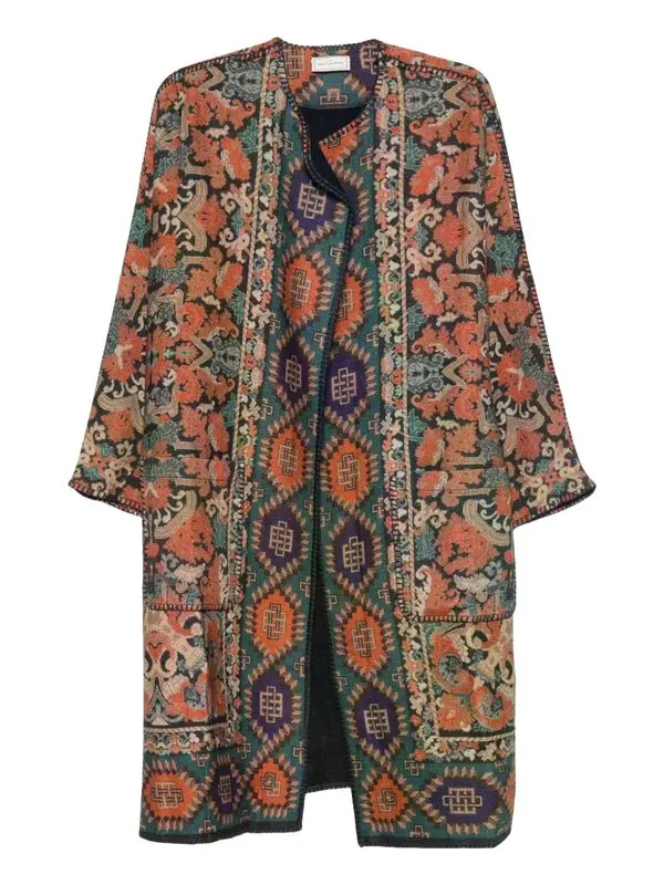 PIERRE-LOUIS MASCIA Geometric-pattern Coat - Brown