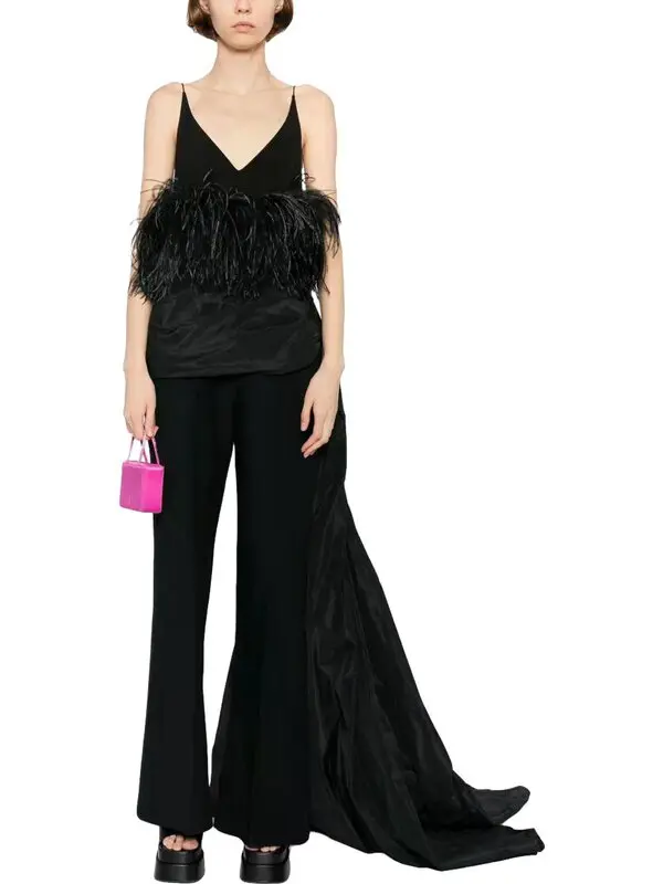 ISABEL SANCHIS Taffeta Draped Flare Pants - Black