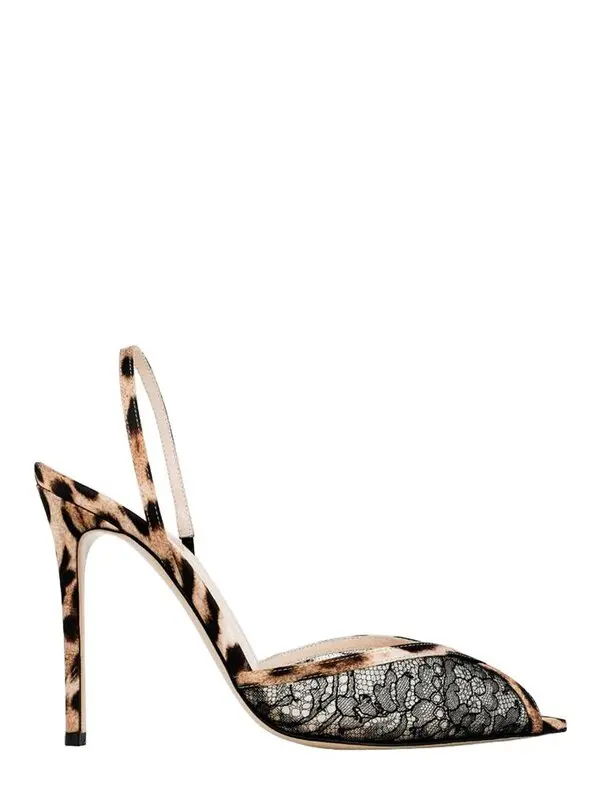ANDREA WAZEN Katy Sling Lace 105 Pumps - Leopard
