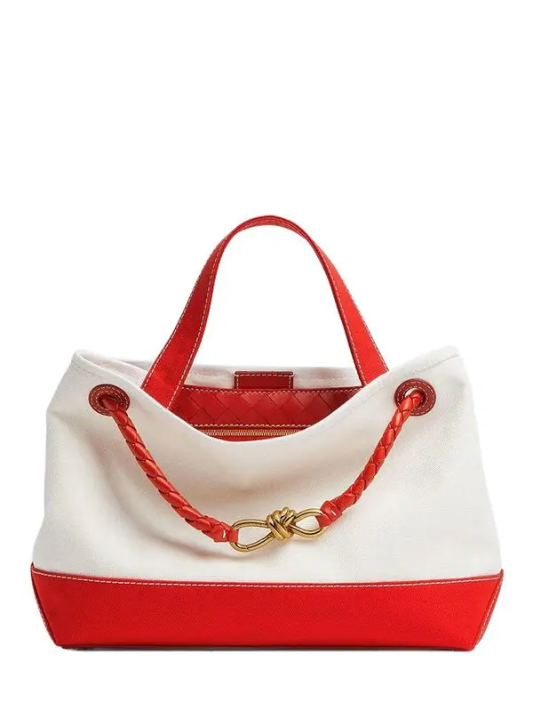 Bottega Veneta Andiamo Canvas Top-handle Bag - White