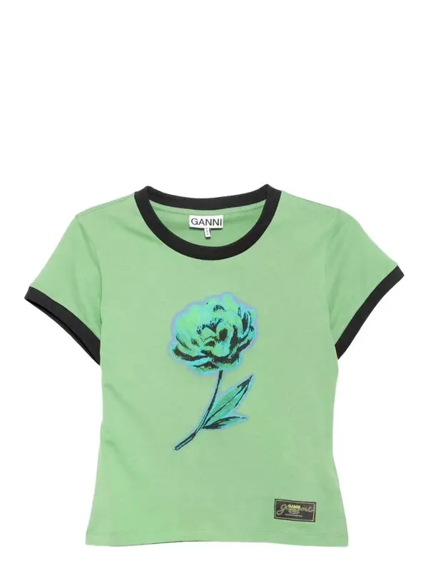 GANNI Graphic-print T-shirt - Green