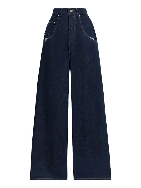 EB DENIM Outpost High-rise Wide-leg Jeans - Dark Denim