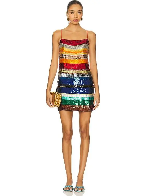 Alice + Olivia Bridget Mini Dress - Rainbow Stripe
