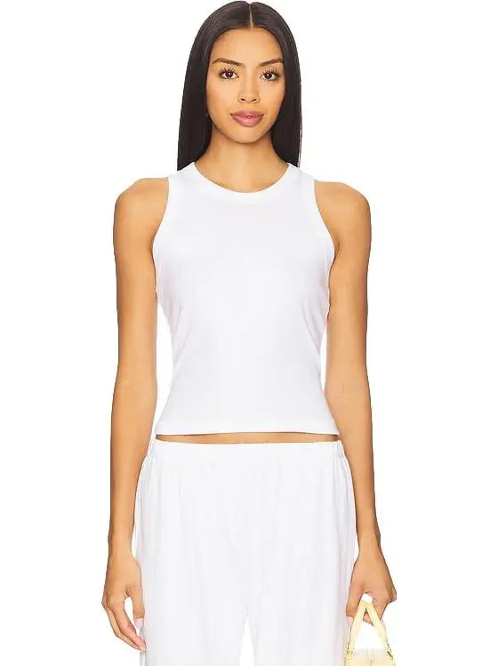 LESET Nando High Neck Tank Top - White