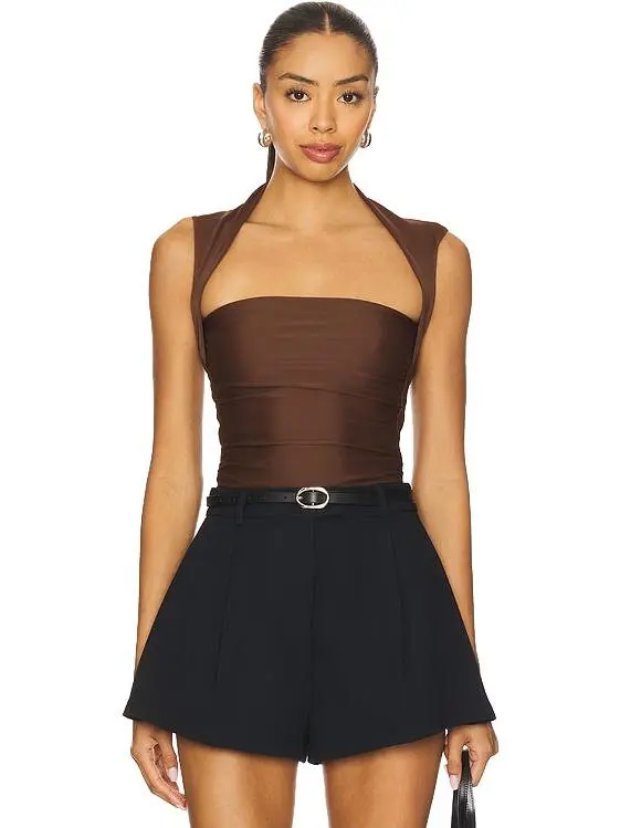 Amanda Uprichard Short Sleeve Momo Top - Chocolate Brown