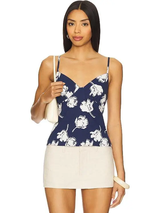 Free People Printed Top - Navy Combo