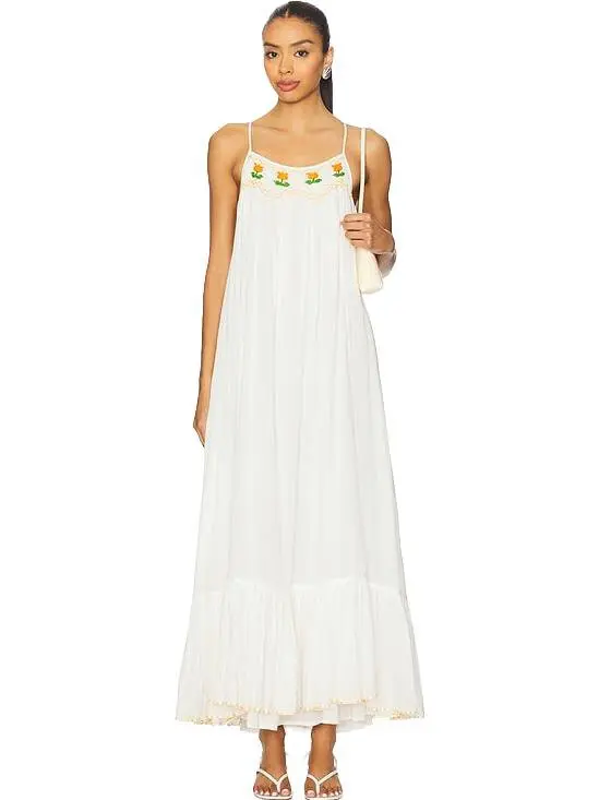 Free People Tip Toeing Tulip Midi Dress - Whisper White