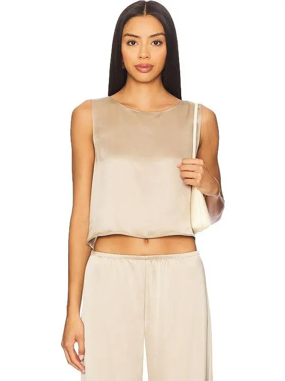 LESET Barb Crop Sleeveless Top - Sand