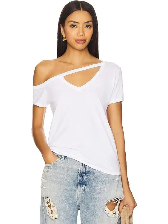 Michael Lauren Zire Asymmetrical Cold Shoulder Tee - White