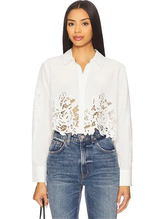 L'Agence Seychelle Cropped Buttondown Top - White