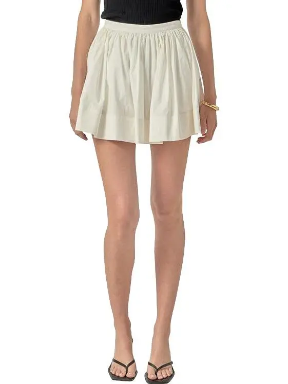 English Factory Cotton Blend Flared Skort - Off White