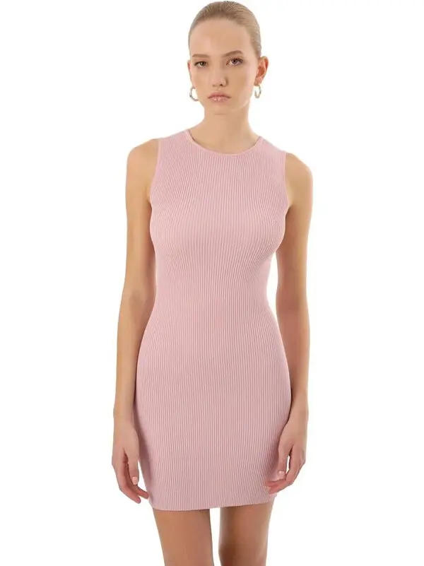 LAMARQUE Rib Knit Mini Dress - Rose