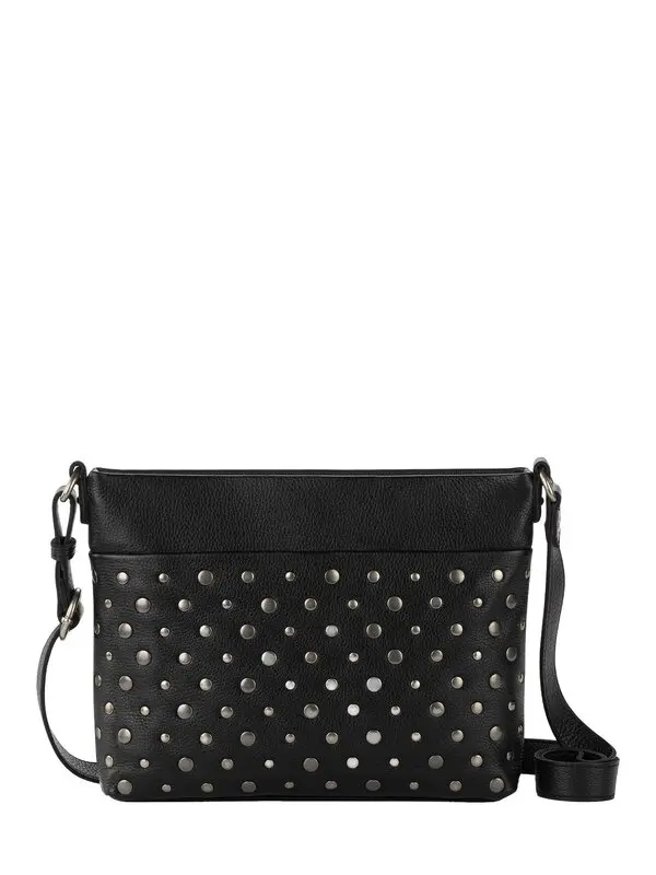 THE SAK Melrose Leather Crossbody Bag - Black Silver Stud