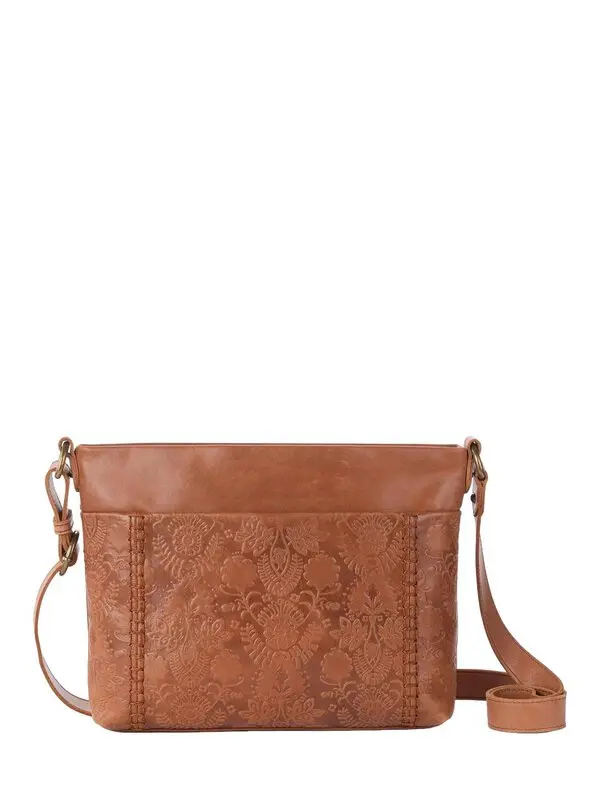 THE SAK Melrose Leather Crossbody Bag - Tobacco Floral Emboss