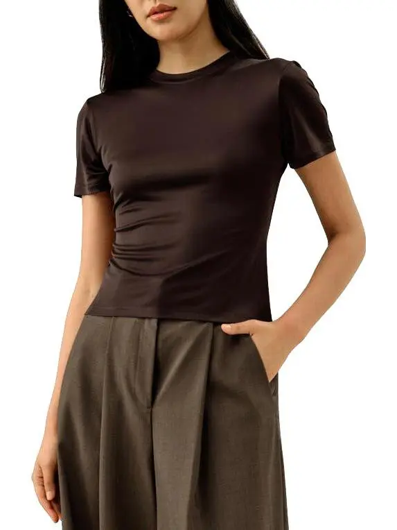 Lilysilk Slim Fitted Silk Jersey Tee - Cocoa