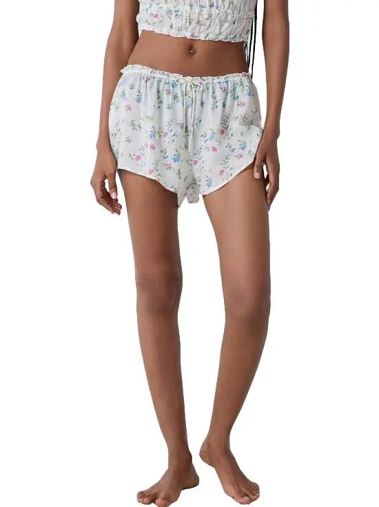 ETAM Floral Tap Shorts - Imprime Fond Ecru
