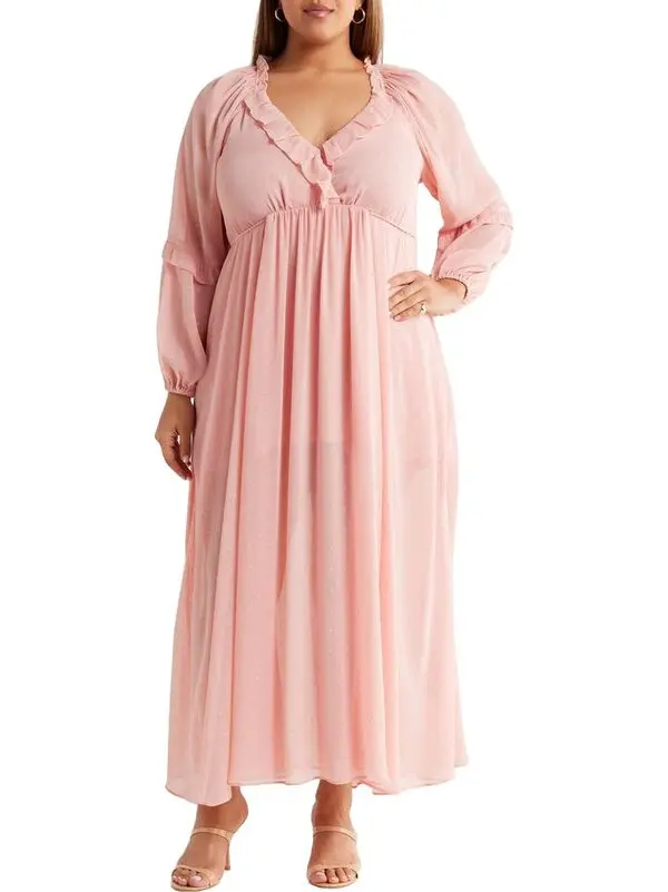 SOCIALITE Metallic Floral Print Maxi Dress - Blush