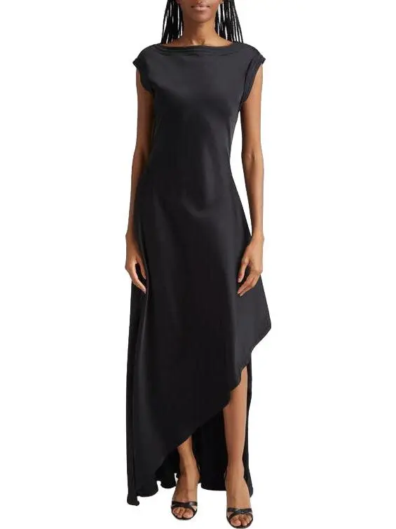 JASON WU Asymmetric Crepe Back Satin Gown - Black