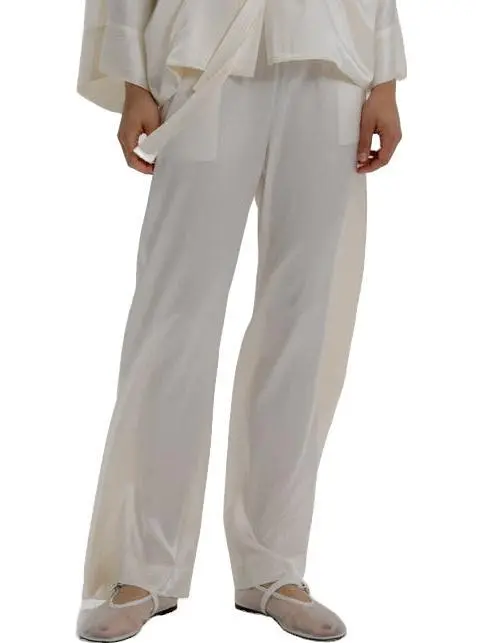ALAS Silk Wide Leg Pants - Milk White